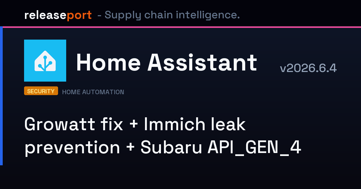 Home Assistant 2026.6.4 release notes — security patches & CVE fixes